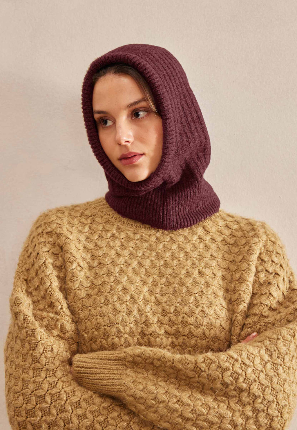 Woolly Knit Balaclava Plum – Fresh Scarfs Co.
